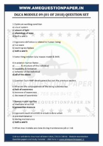 DGCA AME MODULE 9 HUMAN FACTOR PREVIOUS QUESTION PAPER