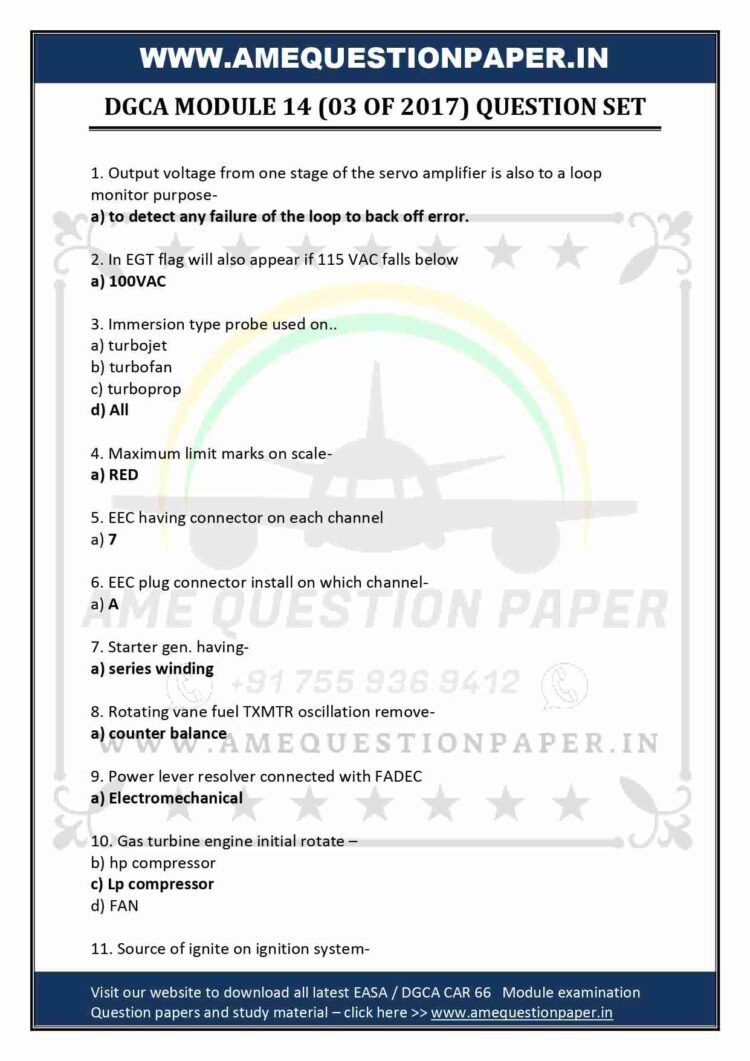 DGCA AME MODULE 14 B2 PROPULSION PREVIOUS QUESTION PAPER