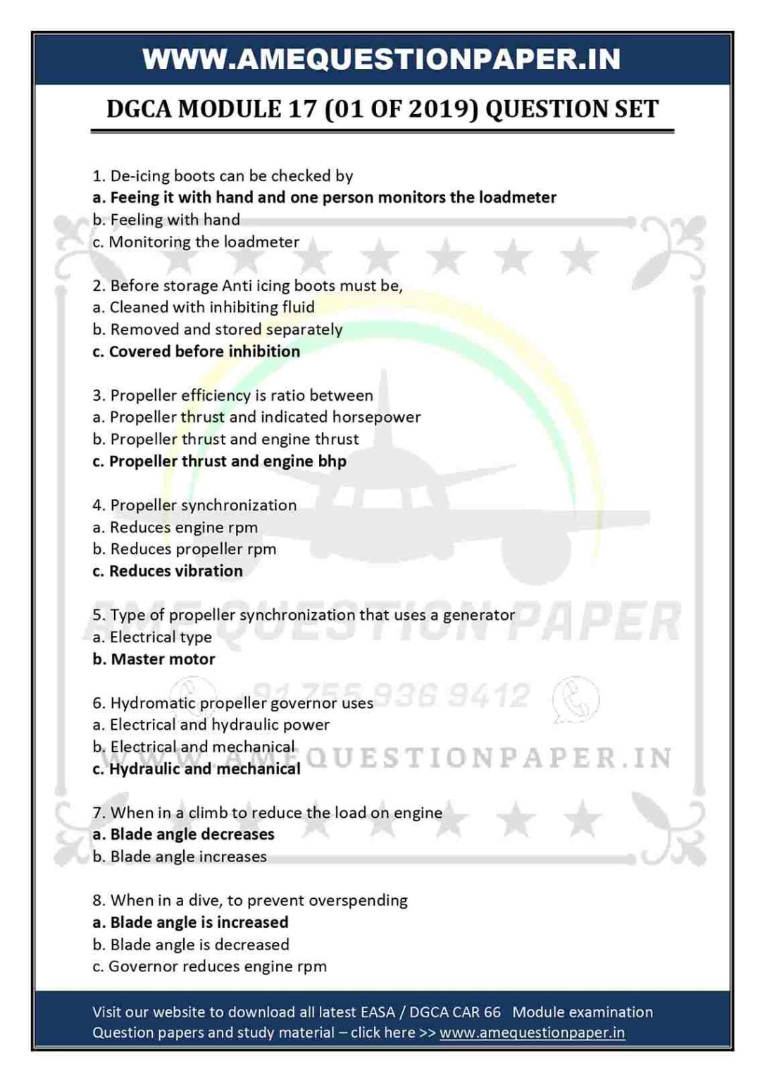 DGCA AME MODULE 17 B1 PROPELLER PREVIOUS QUESTION PAPER