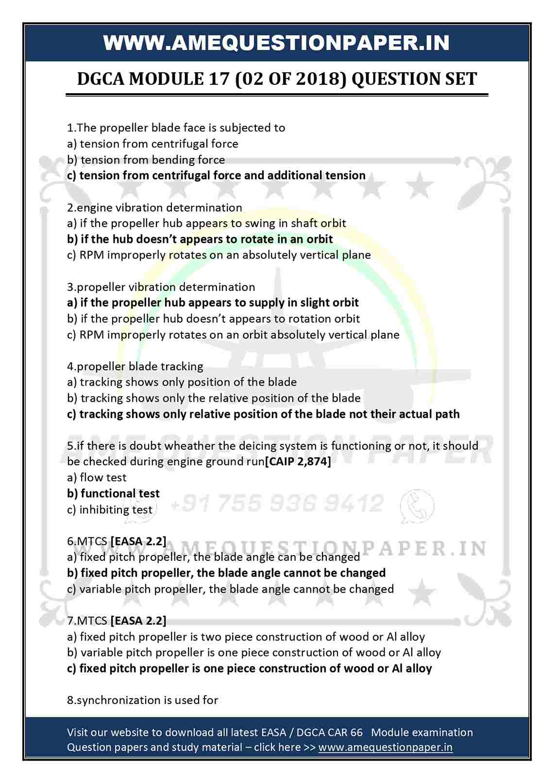 DGCA AME MODULE 17 B1 PROPELLER PREVIOUS QUESTION PAPER