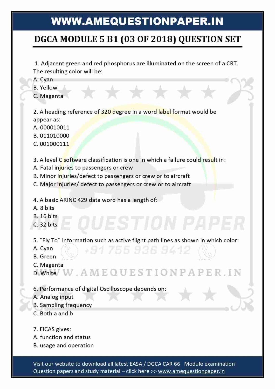 DGCA AME MODULE 5 B1 DIGITAL TECHNIQUES PREVIOUS QUESTION PAPER