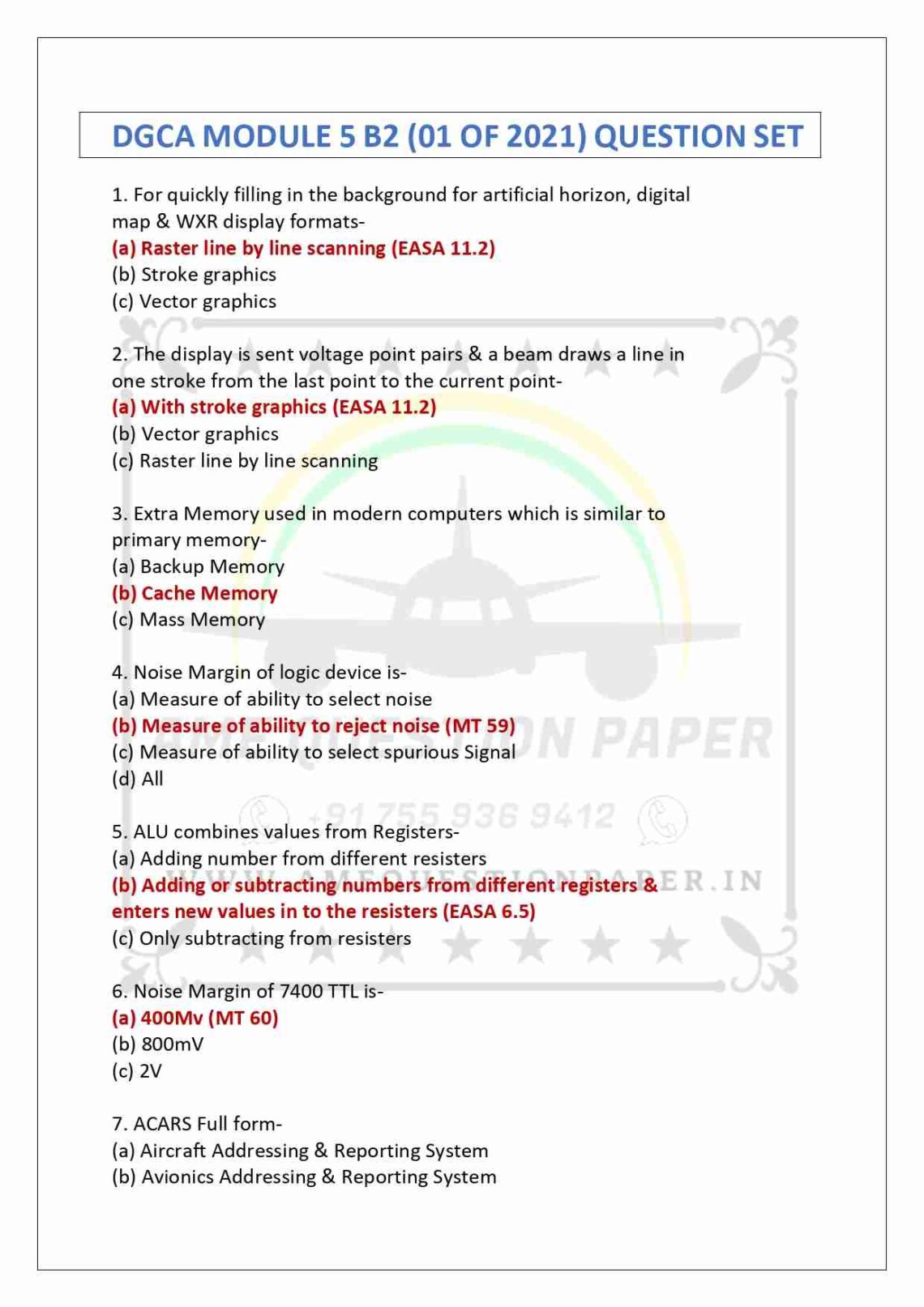 DGCA AME MODULE 5 B2 DIGITAL TECHNIQUES PREVIOUS QUESTION PAPER