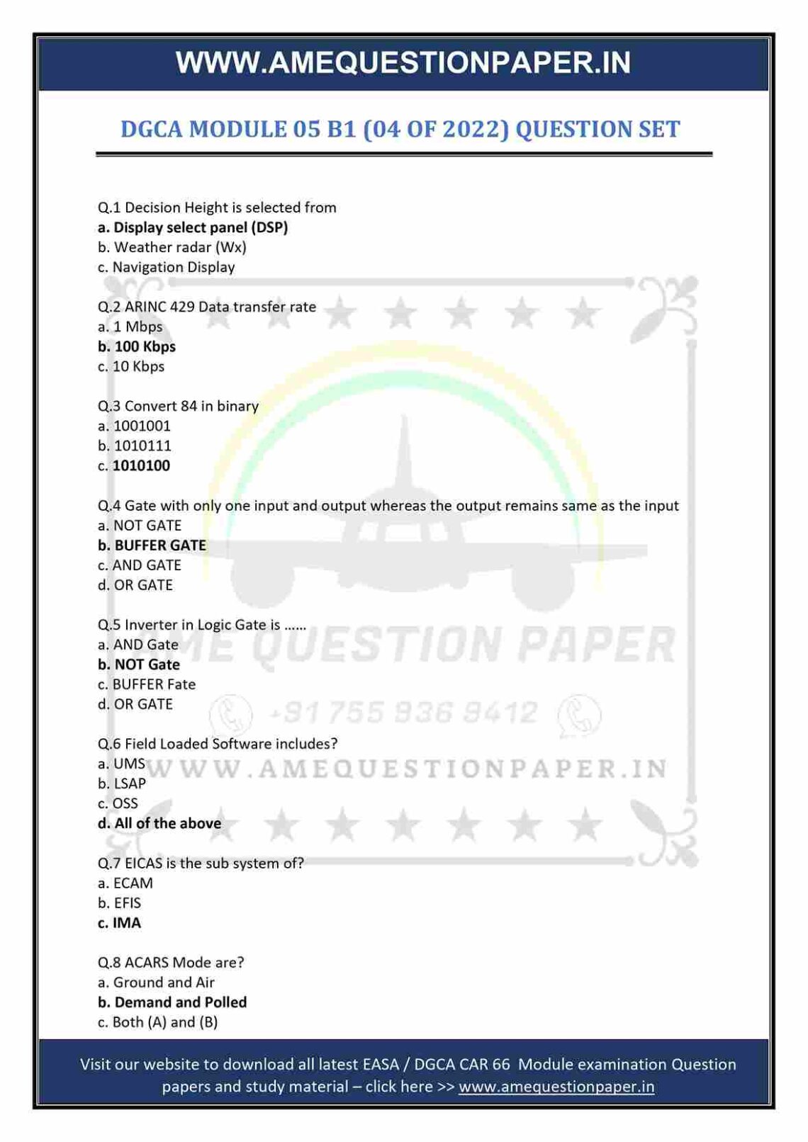 DGCA AME MODULE 5 B1 DIGITAL TECHNIQUES PREVIOUS QUESTION PAPER